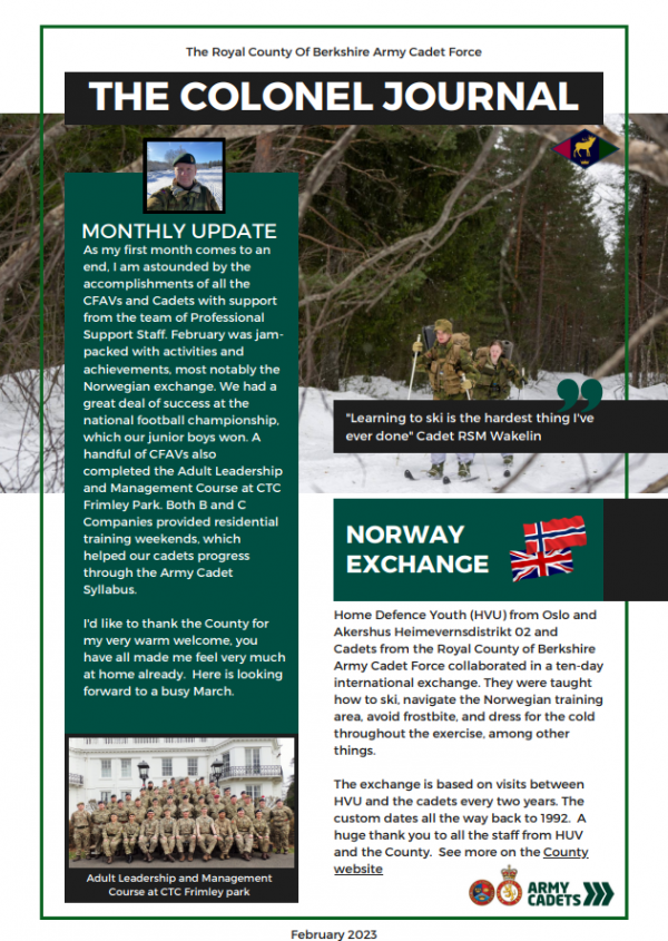 Royal County of Berkshire Army Cadet Force Colonel Journal – South East ...